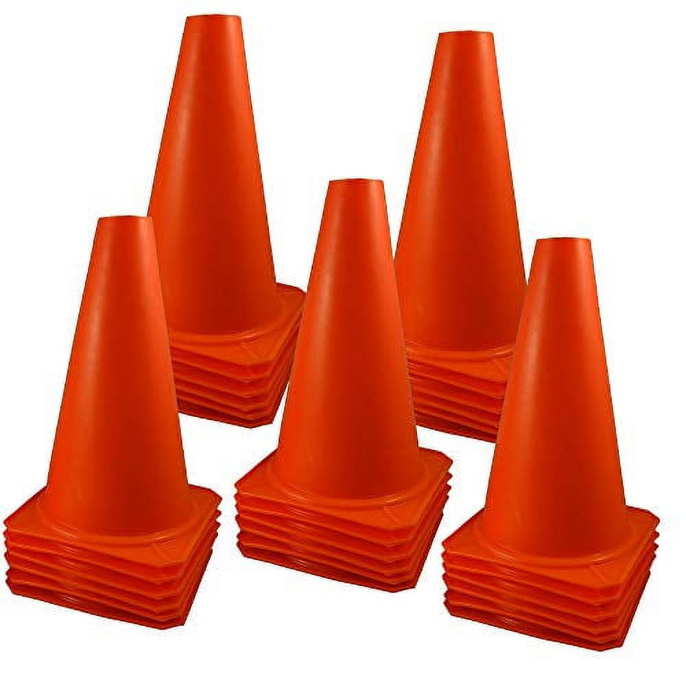 60 New Orange 9" Tall Durable Field Sports Marker Traffic Cones for ...