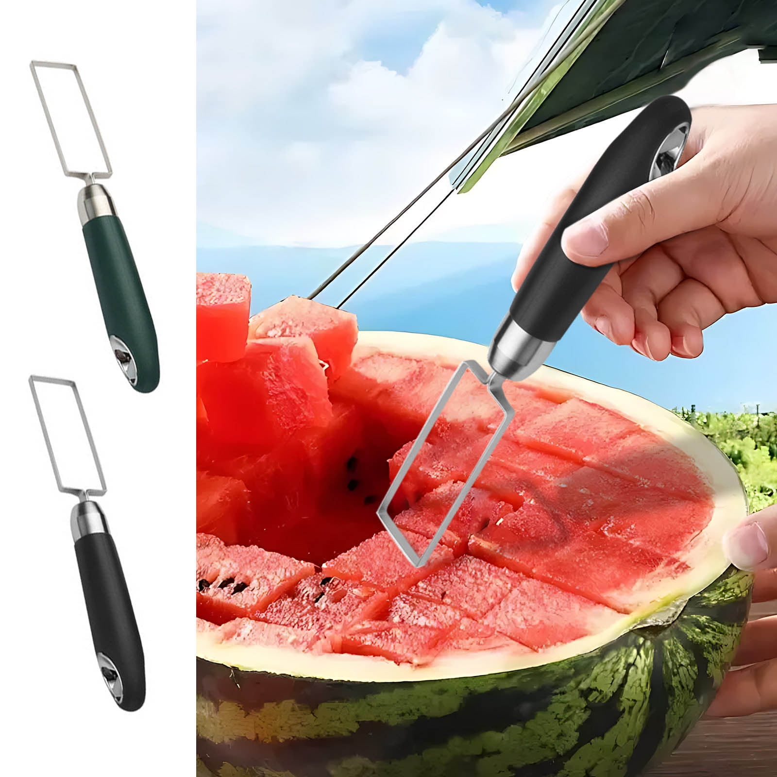 Angeler Stainless Steel Watermelon Cutting Tool, Diced & Sliced, Large ...