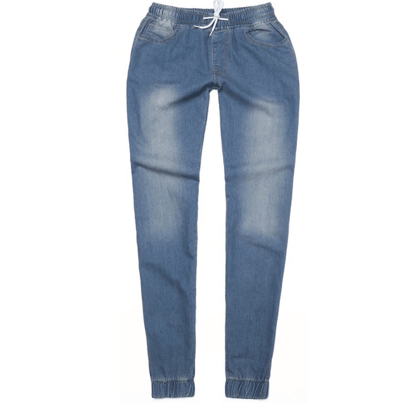 Up to 60% OFF, Elastic Waistband Low Waist Ankle Binding Jeans ...