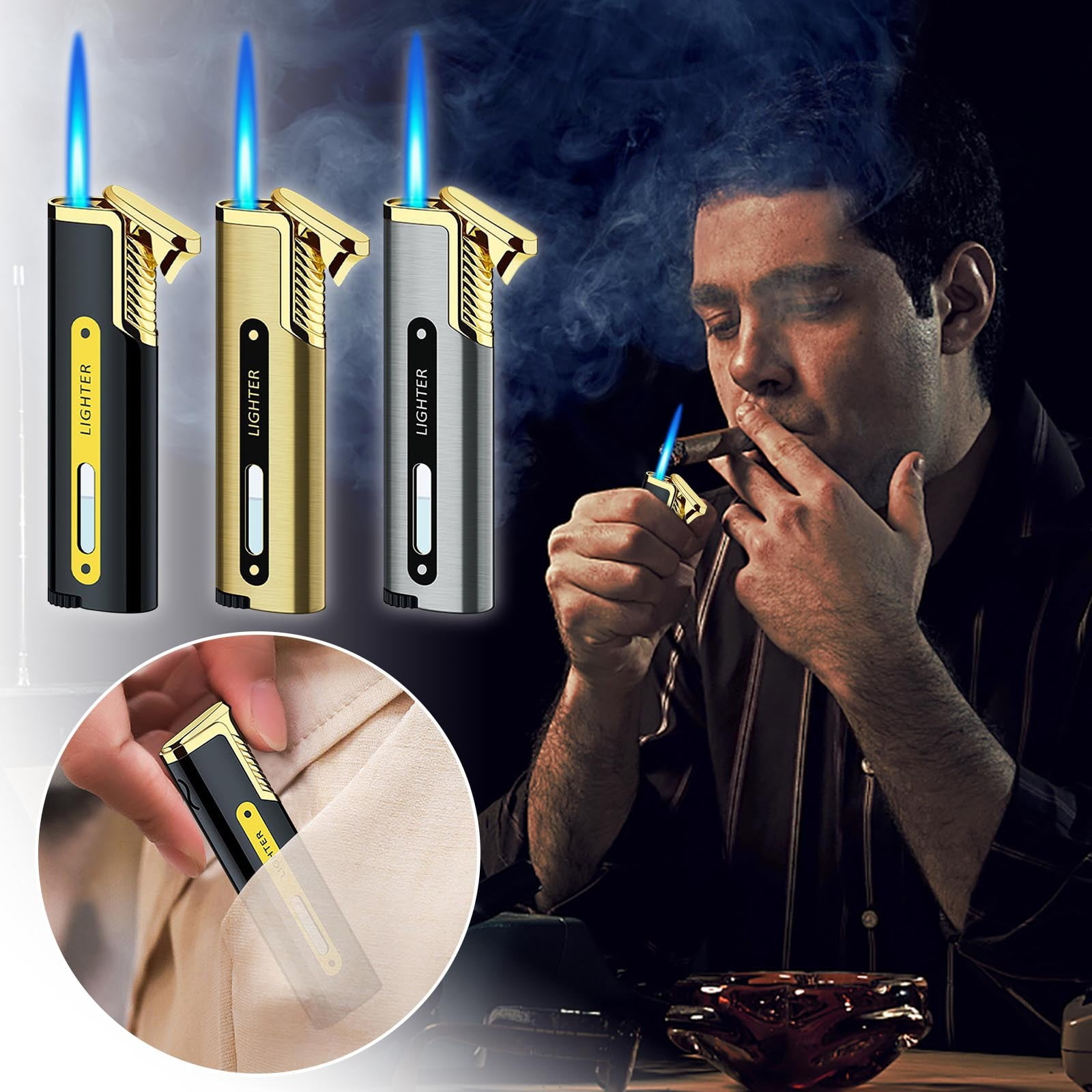 Up to 60% OFF, Long Metal Torch Lighter, Mini Butane Lighter, Windproof ...