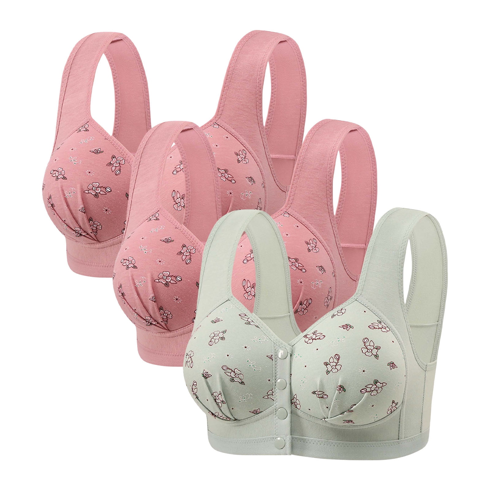 Up to 60% OFF, Non Steel Ring Style Bra, Gathered Middle Button ...