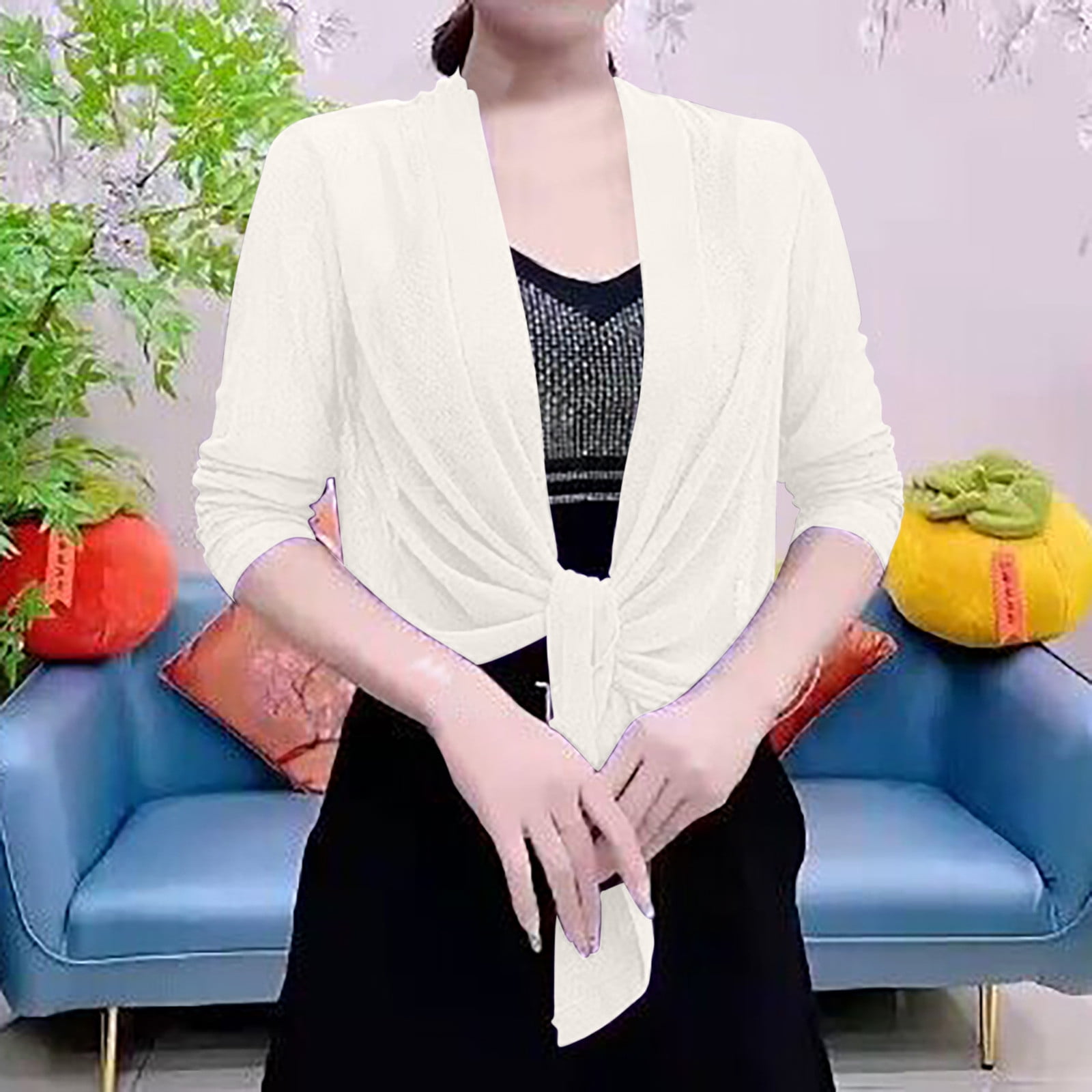 Up to 60% Off,Women'S Elastic Chiffon Jacket,Women Soft Chiffon Open ...