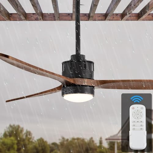60'' Outdoor Wet Rated Ceiling Fan with Light for Patios, 3 Blade ...