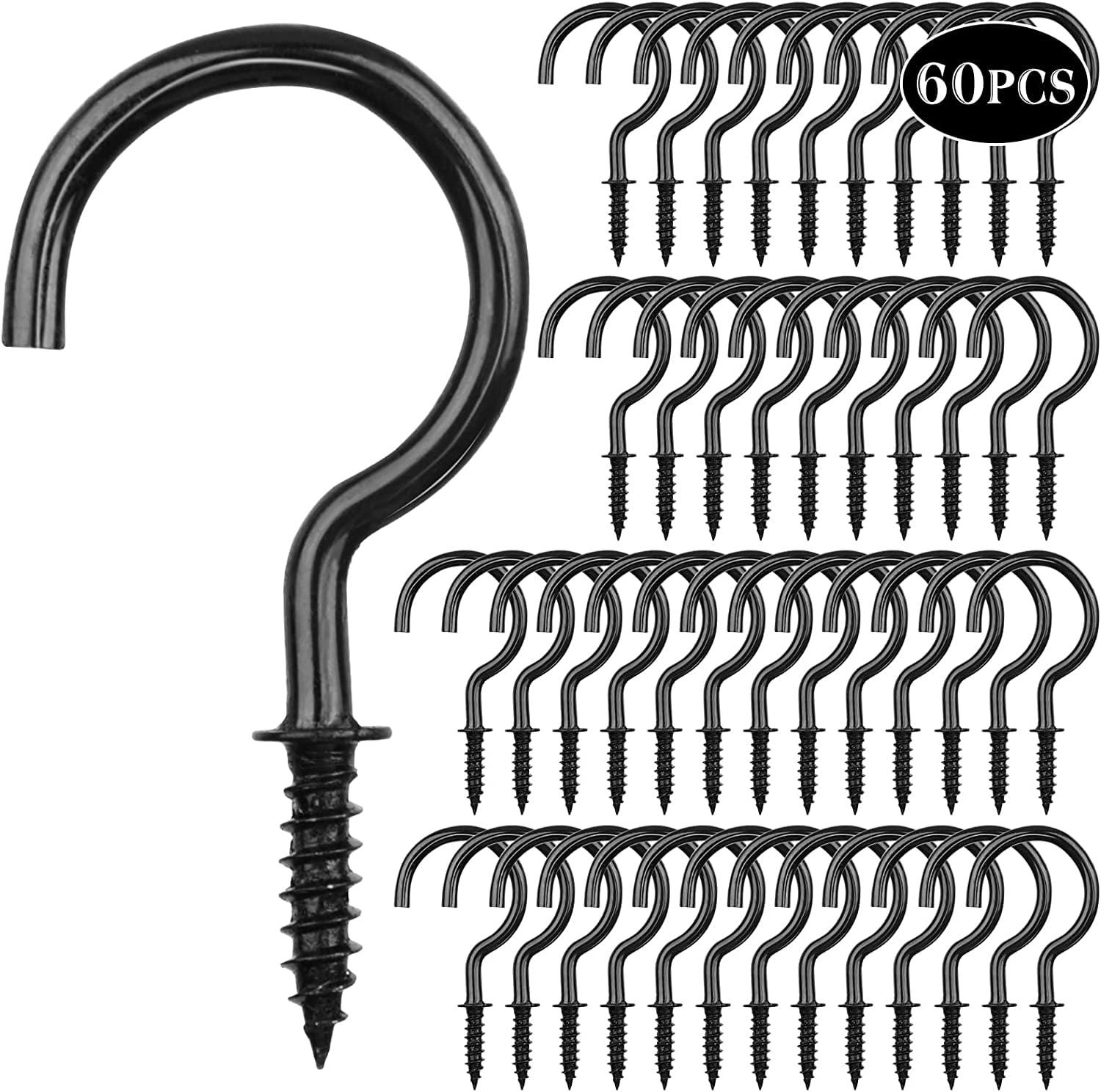 60 PCS 1 Inch Metal Ceiling Hooks Screw-in Cup Hook for Hanging Mugs ...
