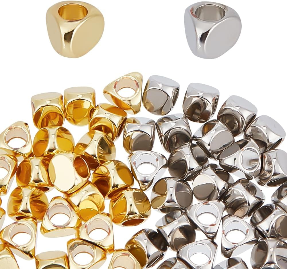 60 PCS 2 Colors Brass Triangle Spacer Beads Real Platinum & Gold Plated ...