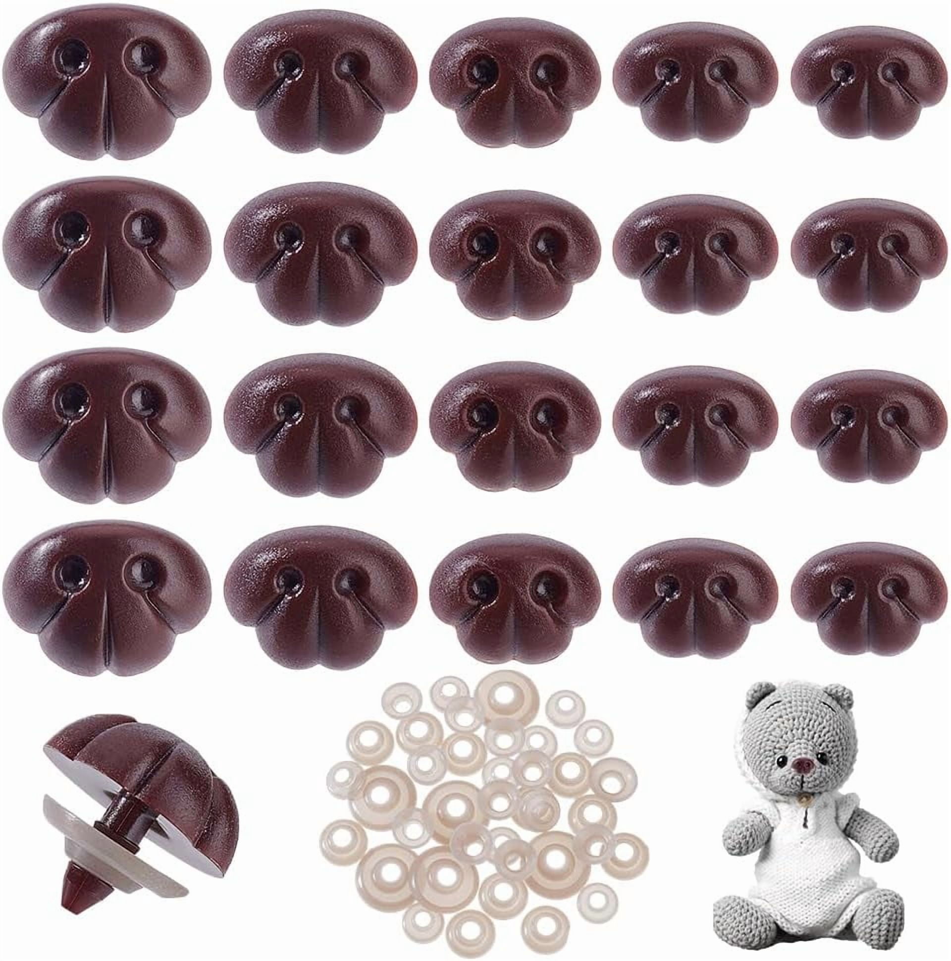 60 PCS 5 Styles Craft Safety Noses Brown Craft Nose with Spacer 13mm ...