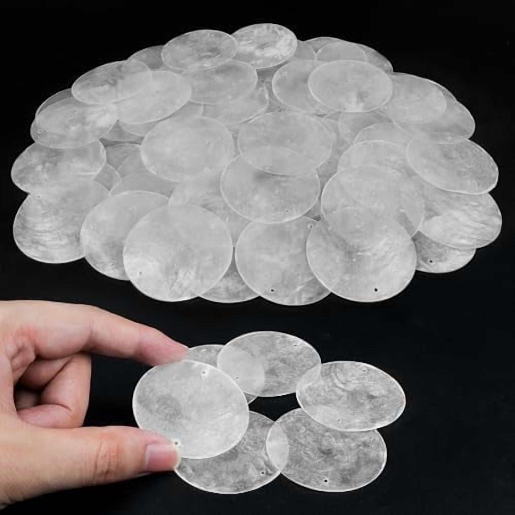 60 PCS Capiz Shells Round Natural Shells, 2 Inch White Round Capiz ...