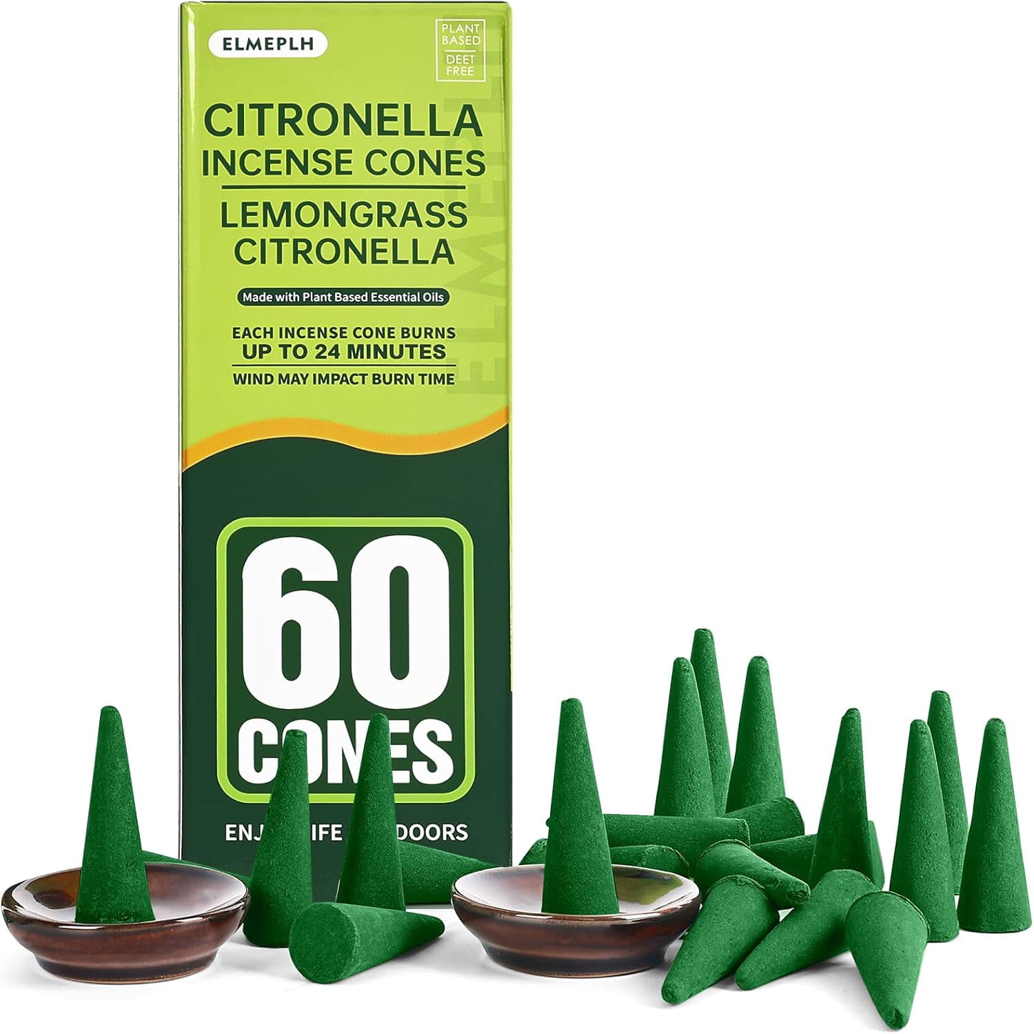 60 PCS Citronella Incense Cones Outdoor - Natural Citronella Incense ...