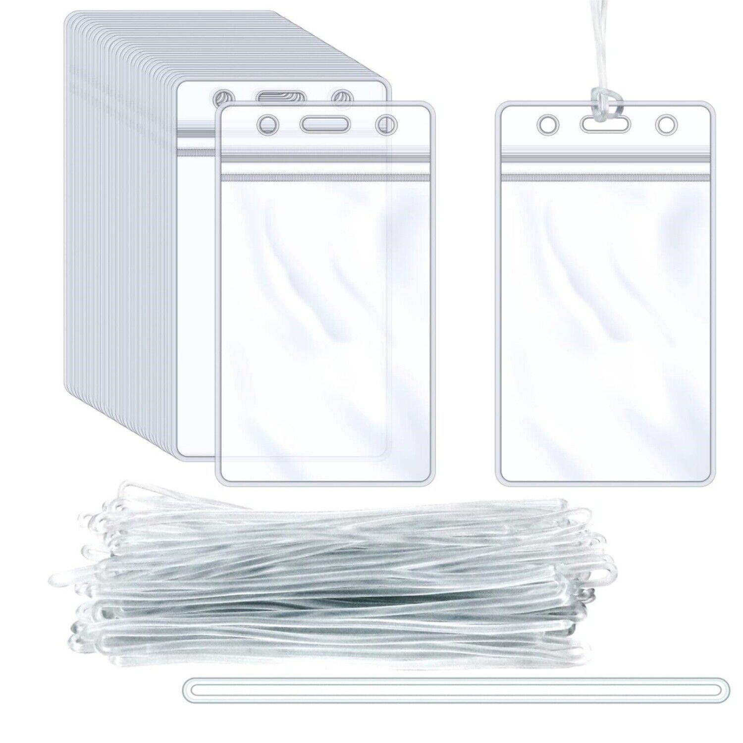 60 PCS Clear Plastic Luggage Bag Tag Holder Identification ID Card ...