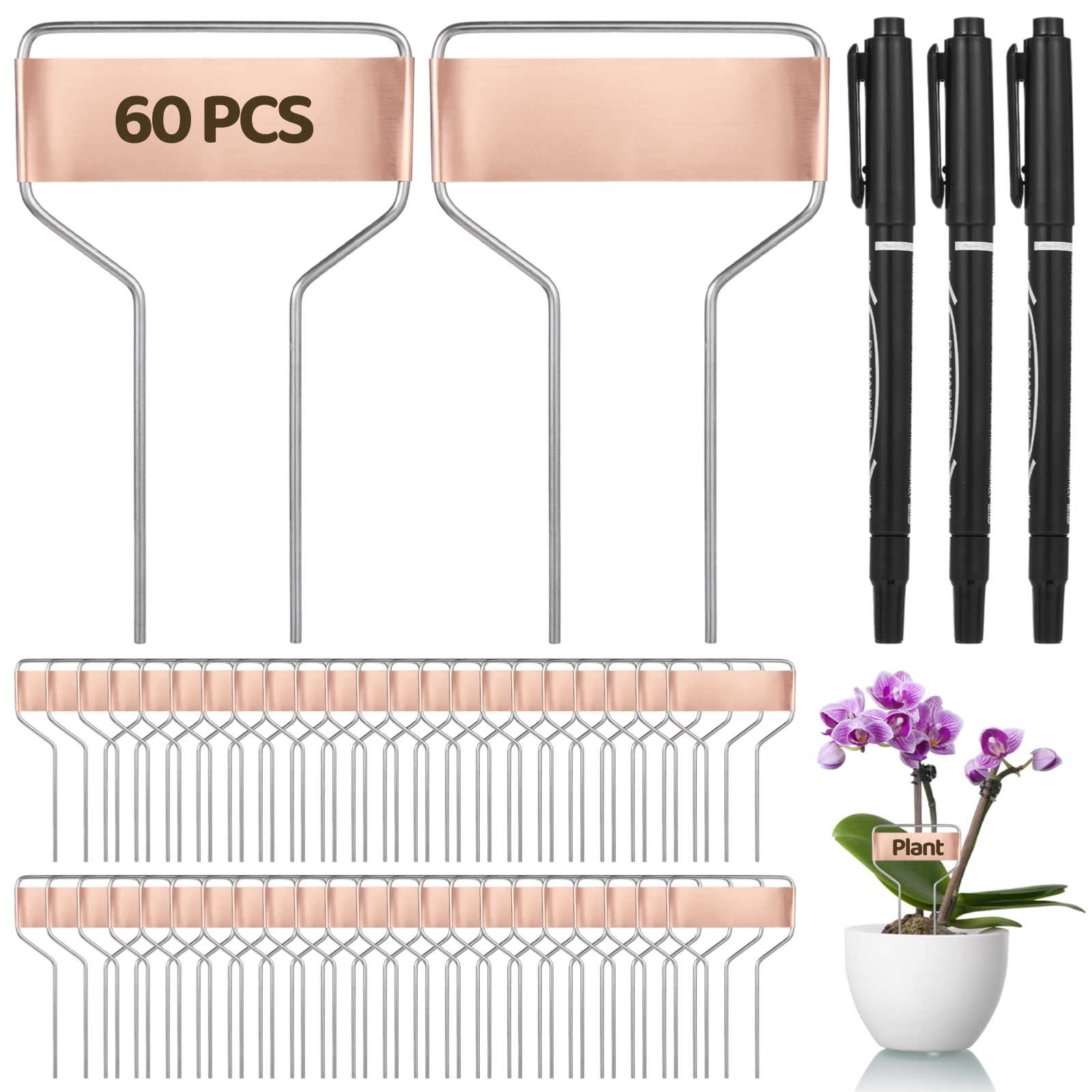 60 PCS Copper Plant Tags, 4-Inch Height Planter Tags for Outdoor Garden ...
