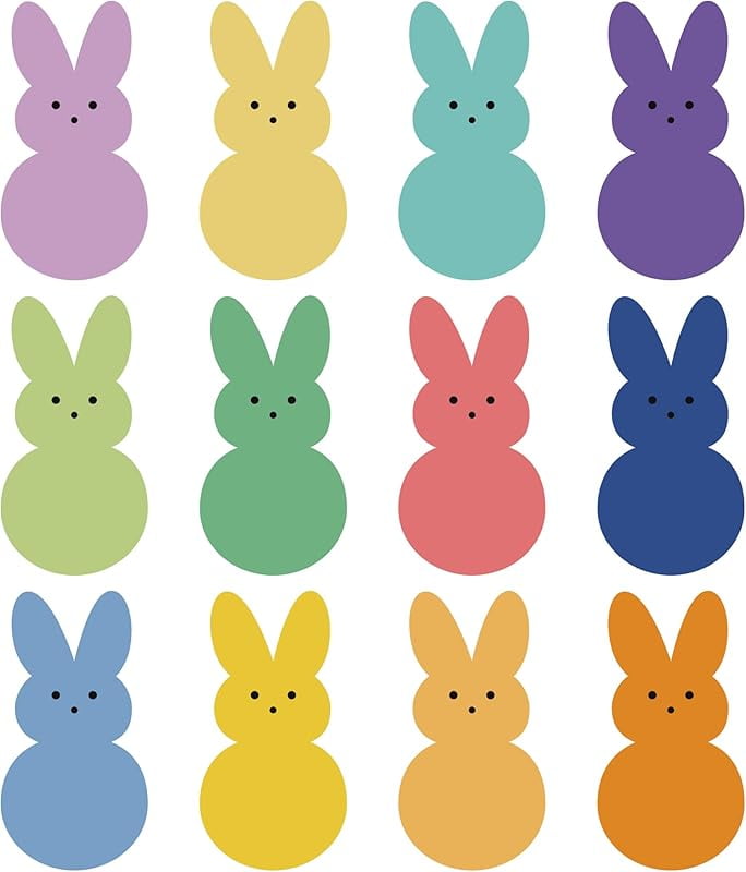 60 PCS Easter Bunny Cutouts for Bulletin Board Decoration, Colorful ...