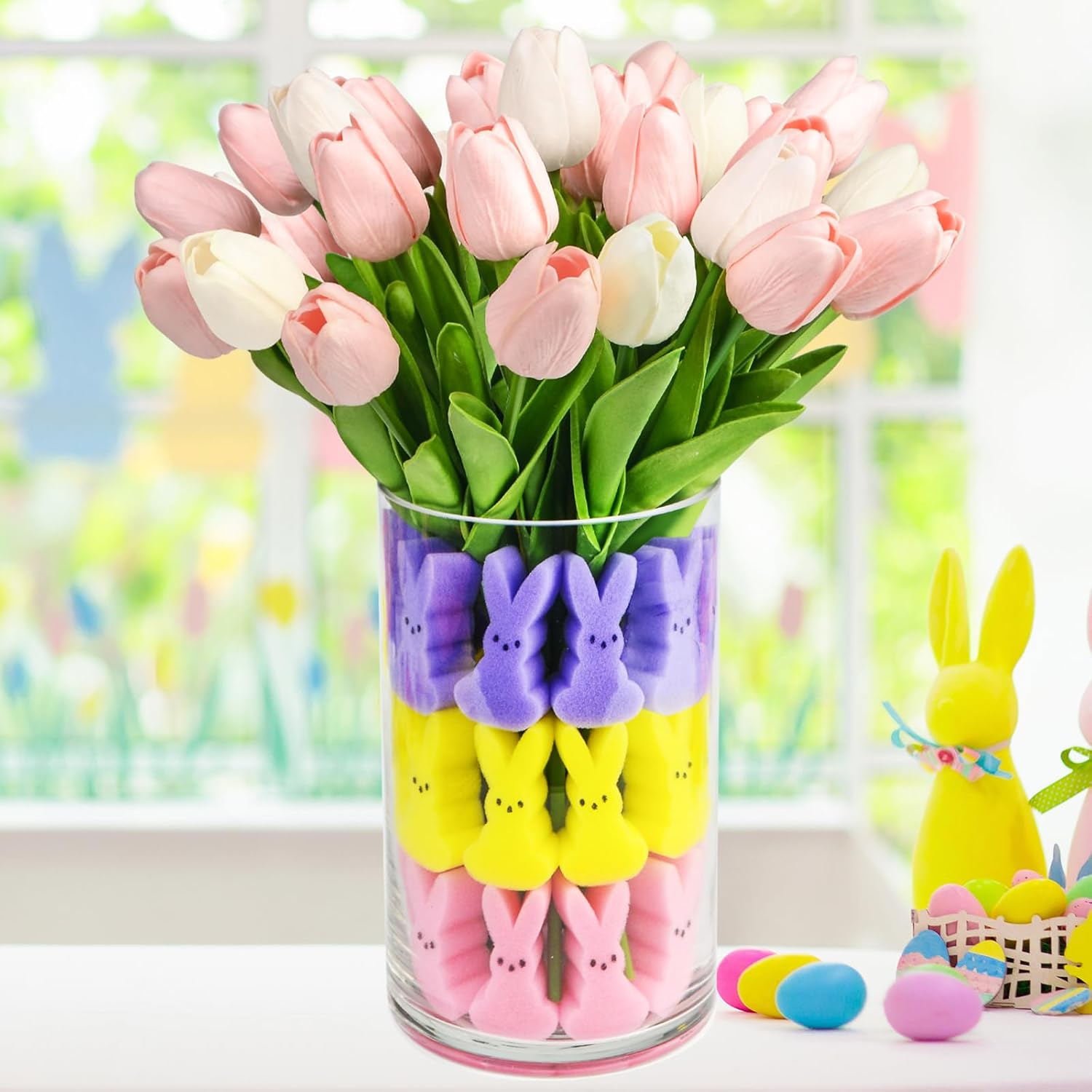 60 PCS Easter Bunny Vase Filler Decorations, Multicolor Easter Little ...