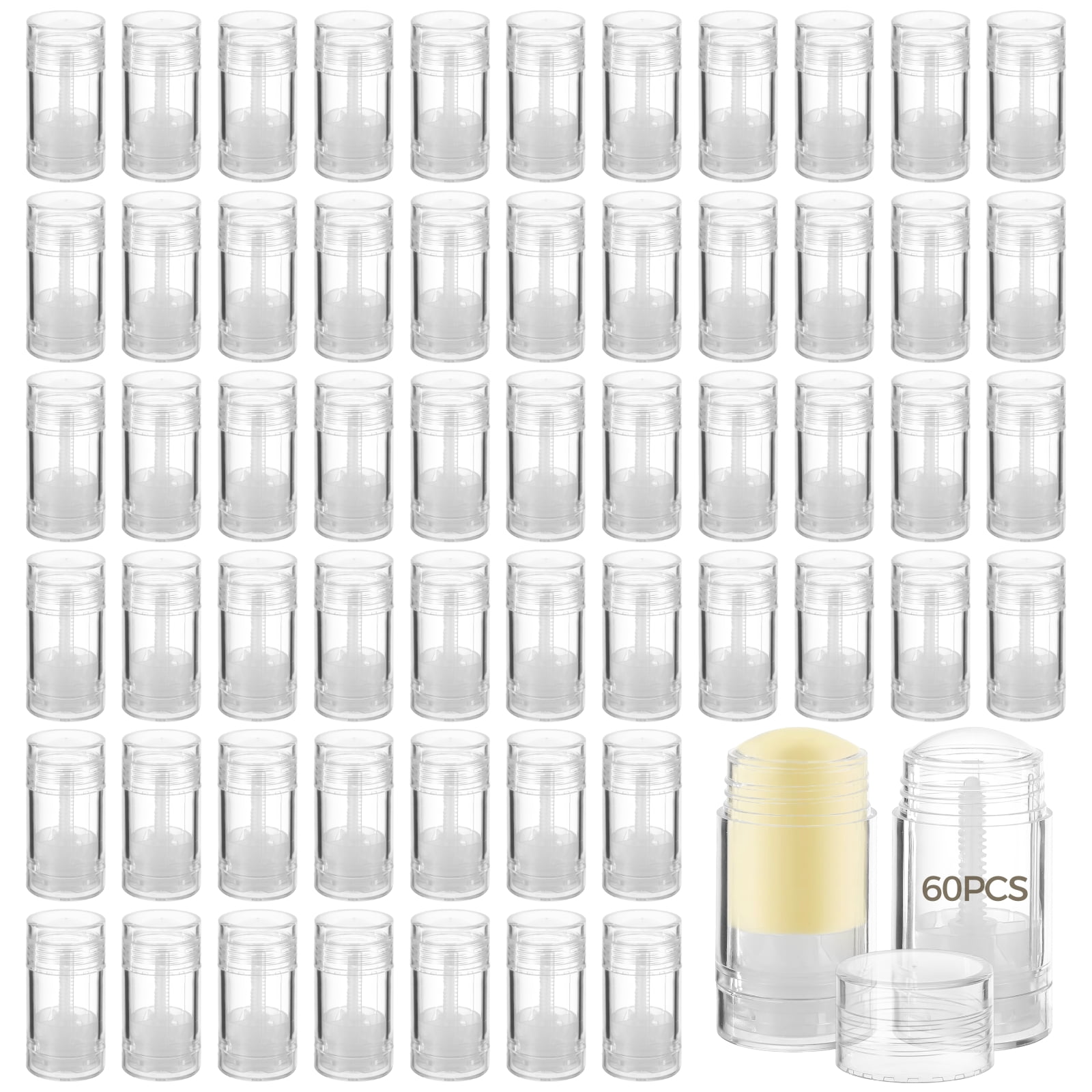 60 PCS Empty Deodorant Containers, 1 oz Bottom Filling Stick Clear ...