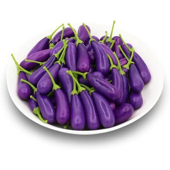 60 PCS Fake Eggplant Mini Simulation Plastic Foam Artificial Vegetable ...