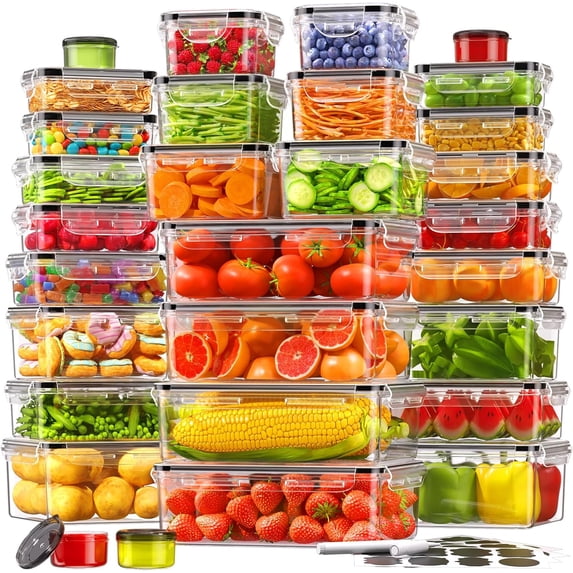 60 PCS Food Storage Containers with Lids Airtight, 737oz Total Capacity ...