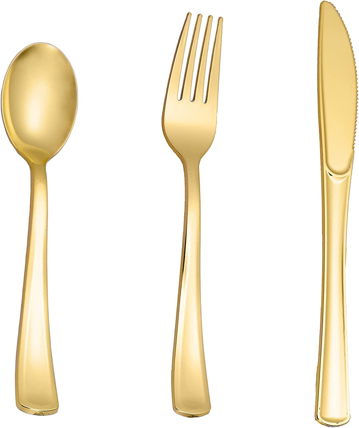 60 PCS Gold Plastic Silverware - Gold Plastic Cutlery Set Disposable ...