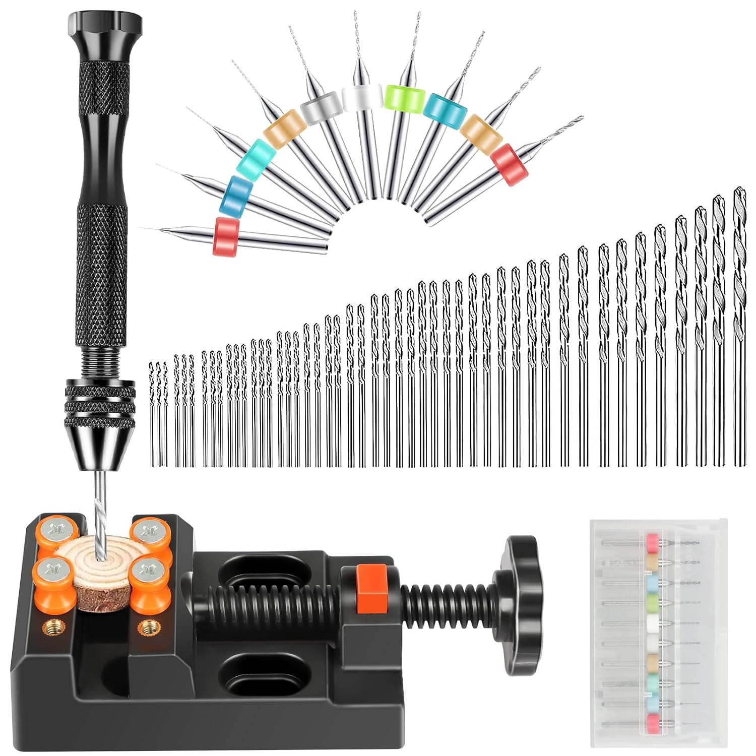 60 PCS Pin Vise Hand Drill Set, Micro Mini Twist Drill Bits PCB Drill ...
