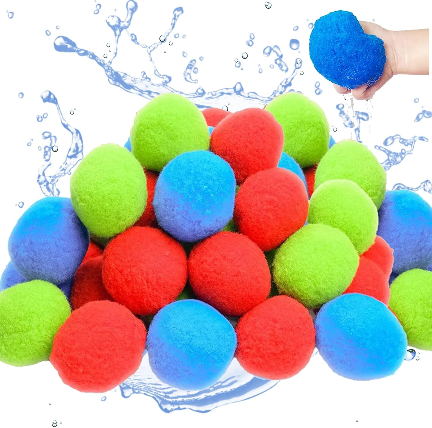 60 PCS Reusable Water Balls,2025 New Water Sponge Balls,Sponge Water ...