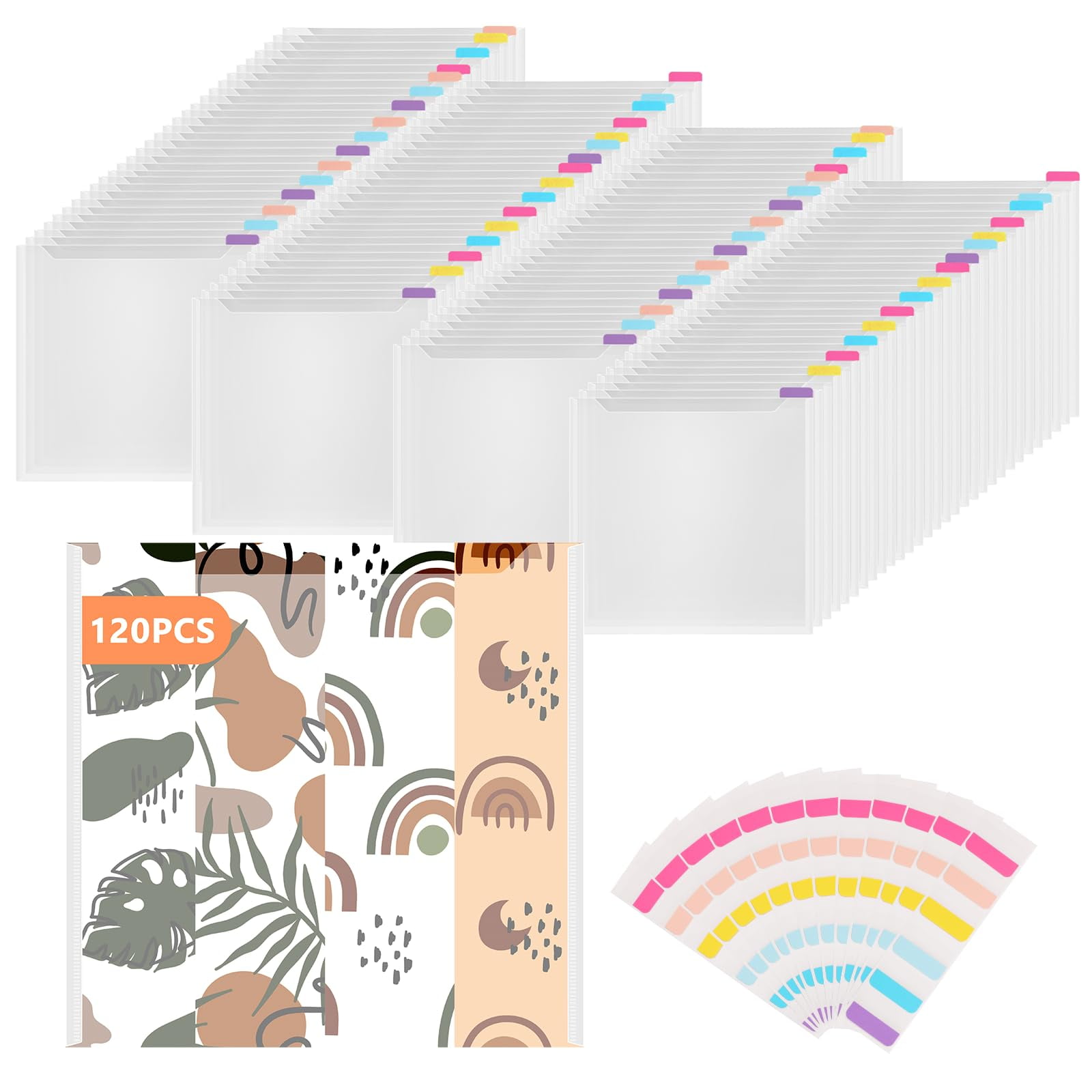 60 PCS Scrapbook Paper Storage Organizer with 120 Sticky Index Tabs for ...