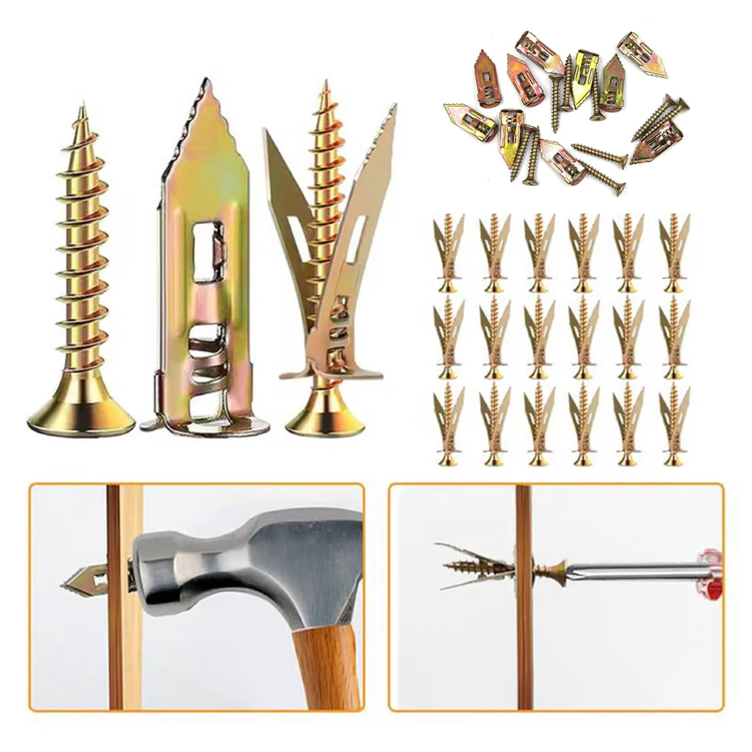 60 PCS Self Drilling Drywall Anchors Kit – 30 PCS Steel Anchor and 30 ...