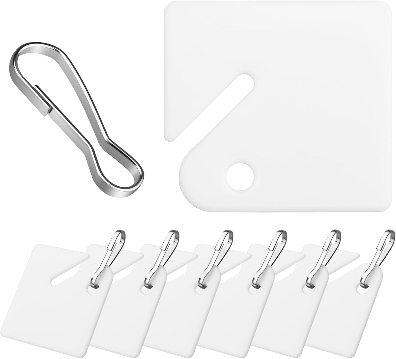 60 PCS Slotted Key Tags White Plastic Hanging Tags with Metal Snap Hook ...