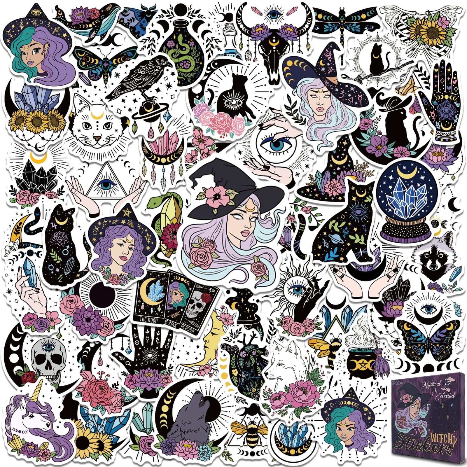 60 PCS Witchy Stickers, Waterproof Vinyl for Kids, Teens, Adults, Ideal ...