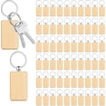 60 PCS Wooden Blanks, 1.97 X 1.18 Inch Wood Engraving Unfinished Key ...