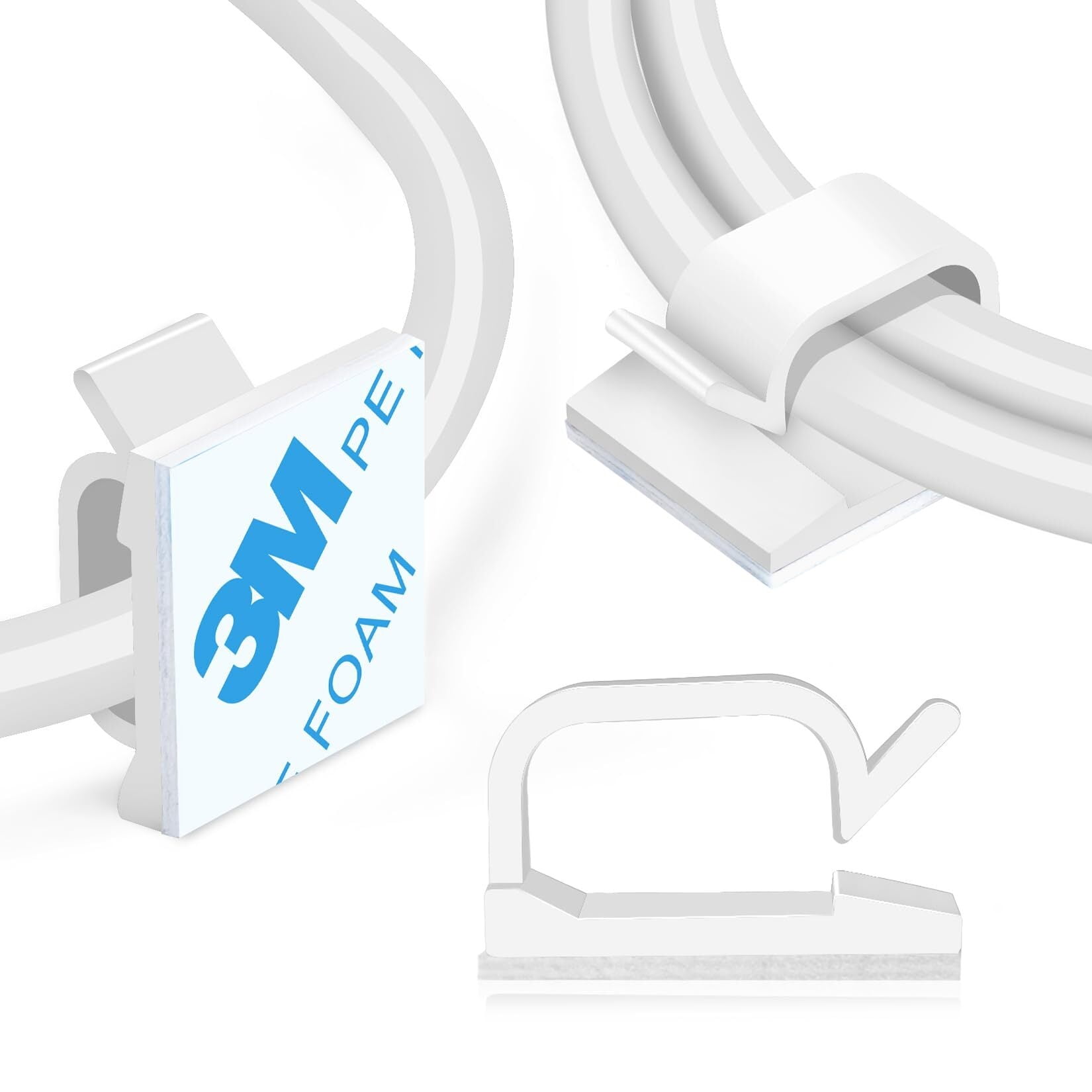 60 PCS XHF 5/8" Adhesive Cable Wire Clips Clear, Cable Staples Outdoor Cable Management Wire ...