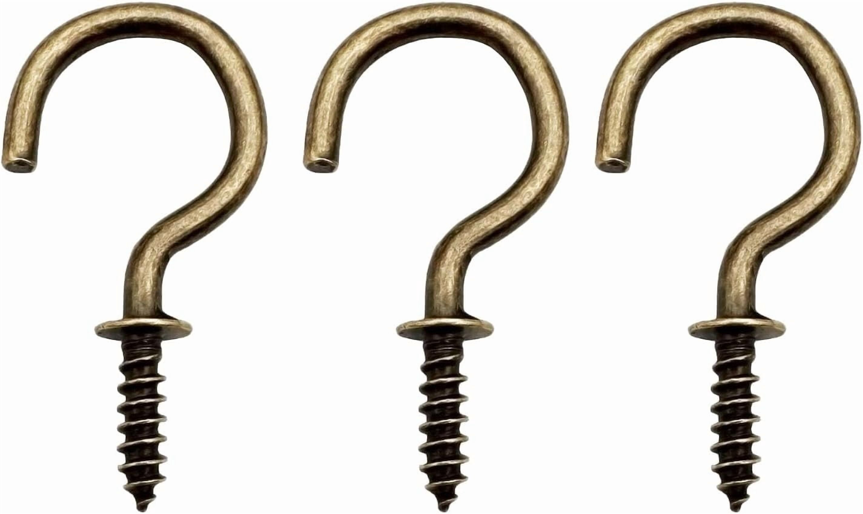 60 Pack 1 Inch Bronze Screw Hooks, Screw Cup Hook Screw in Wall Hook ...