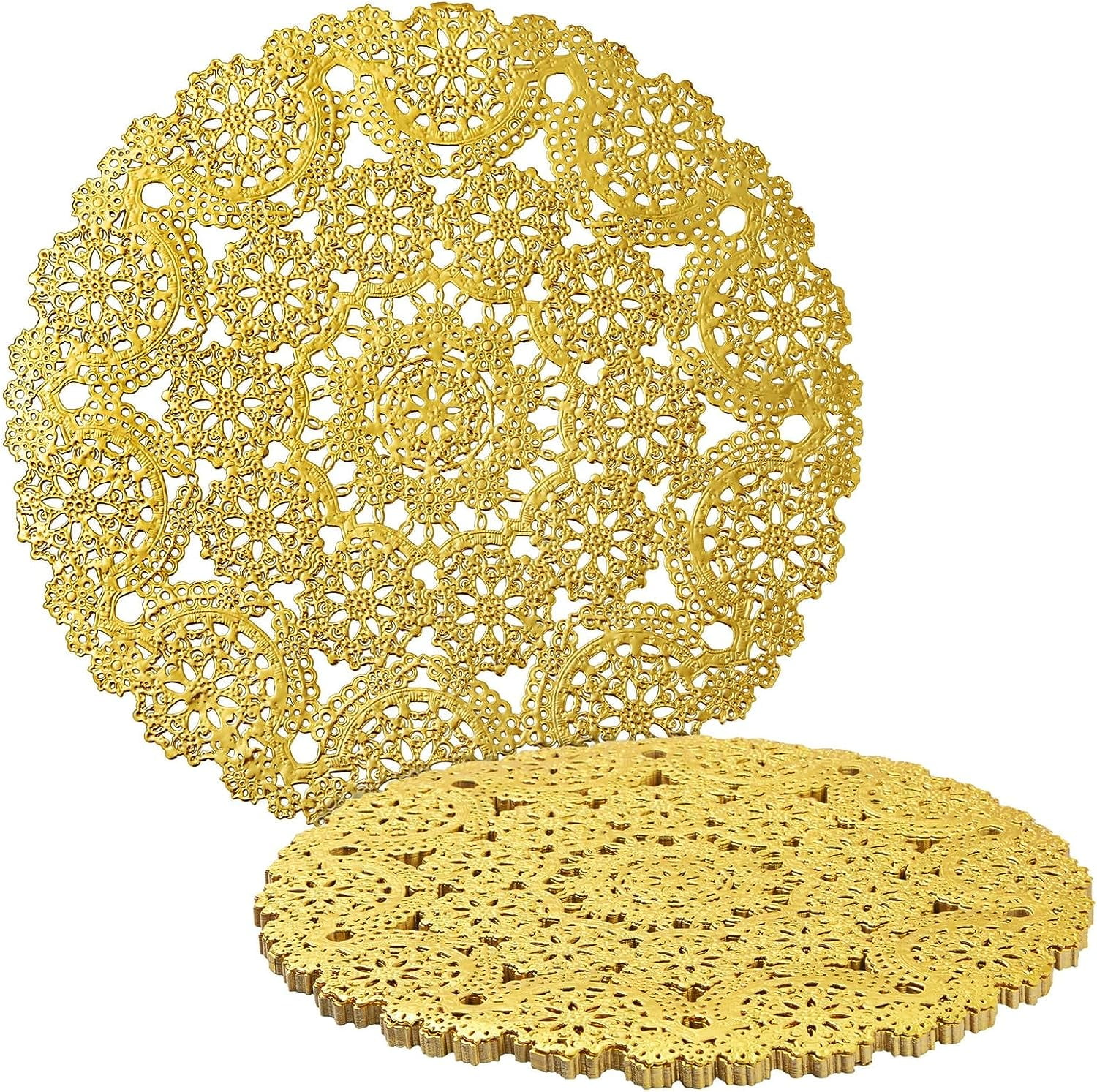 60 Pack 10 Inch Gold Paper Doilies for Dining Table, Round Decorative ...
