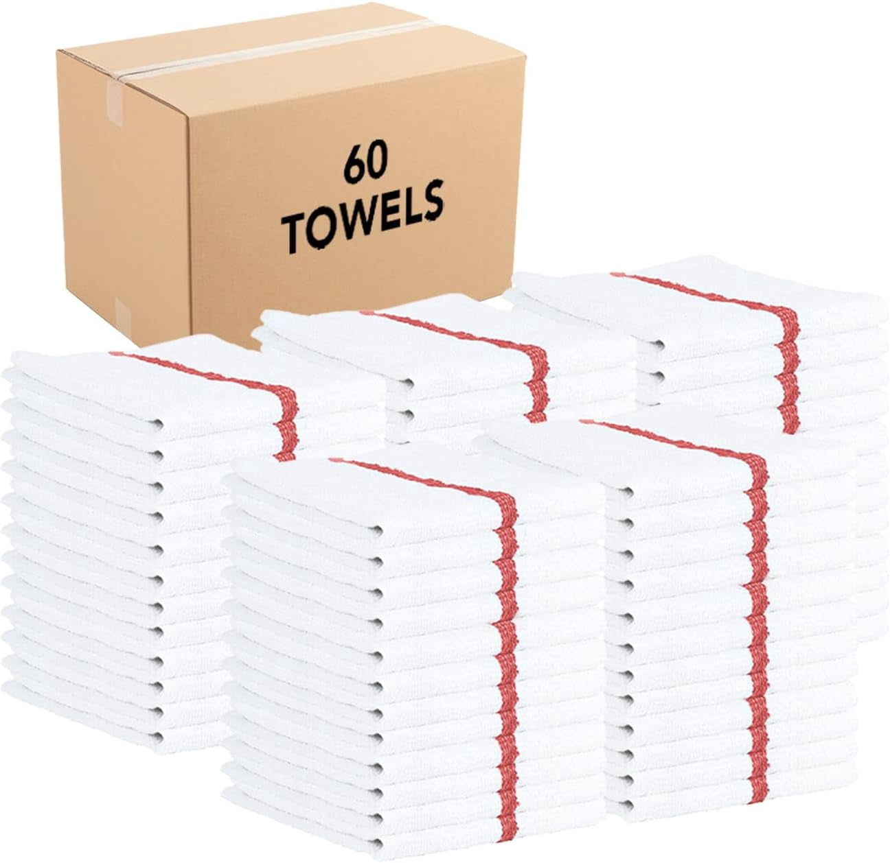60-Pack 100% Cotton Bar Mop Towels, 16x19in - Quick Dry, Super ...