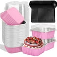 60 Pack 10oz Mini Disposable Cake Pans with Lids, Aluminum Foil Square ...