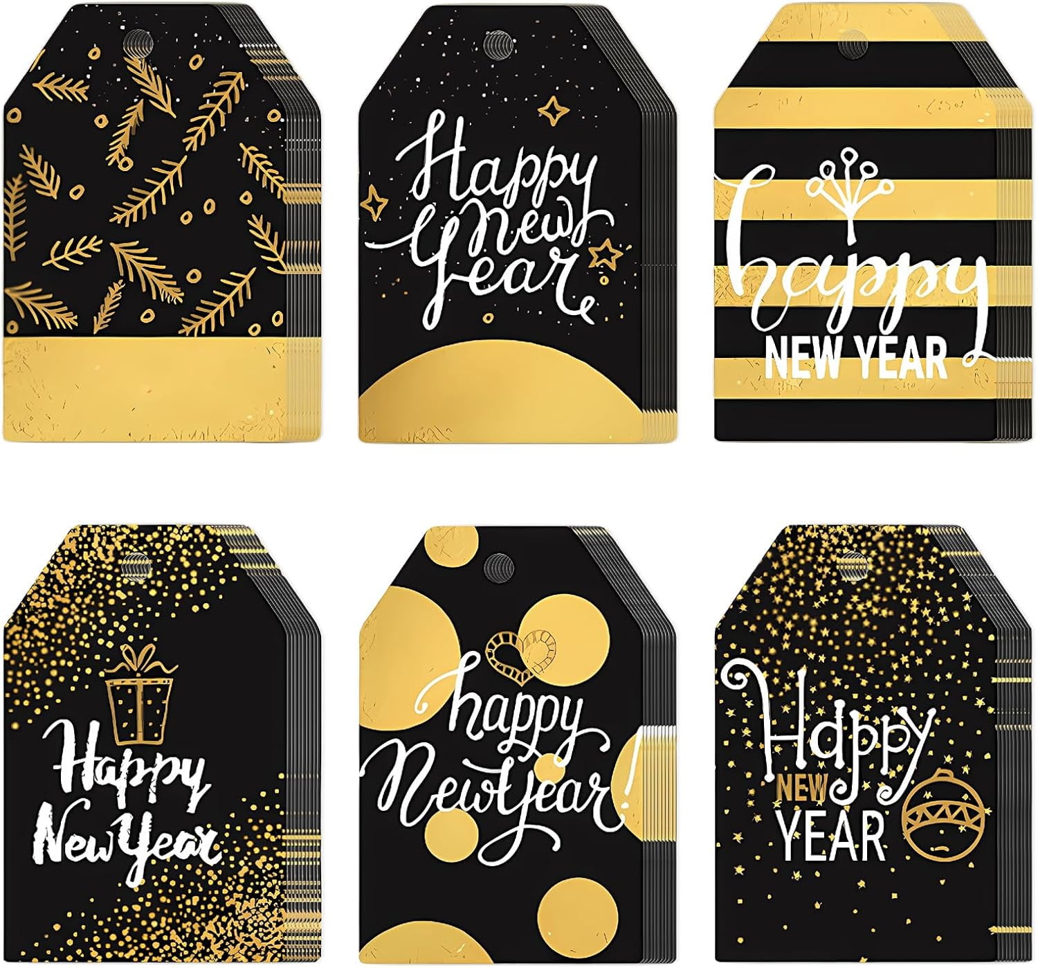 60 Pack 2025 Happy New Year Gift Tags with String, Happy New Year ...