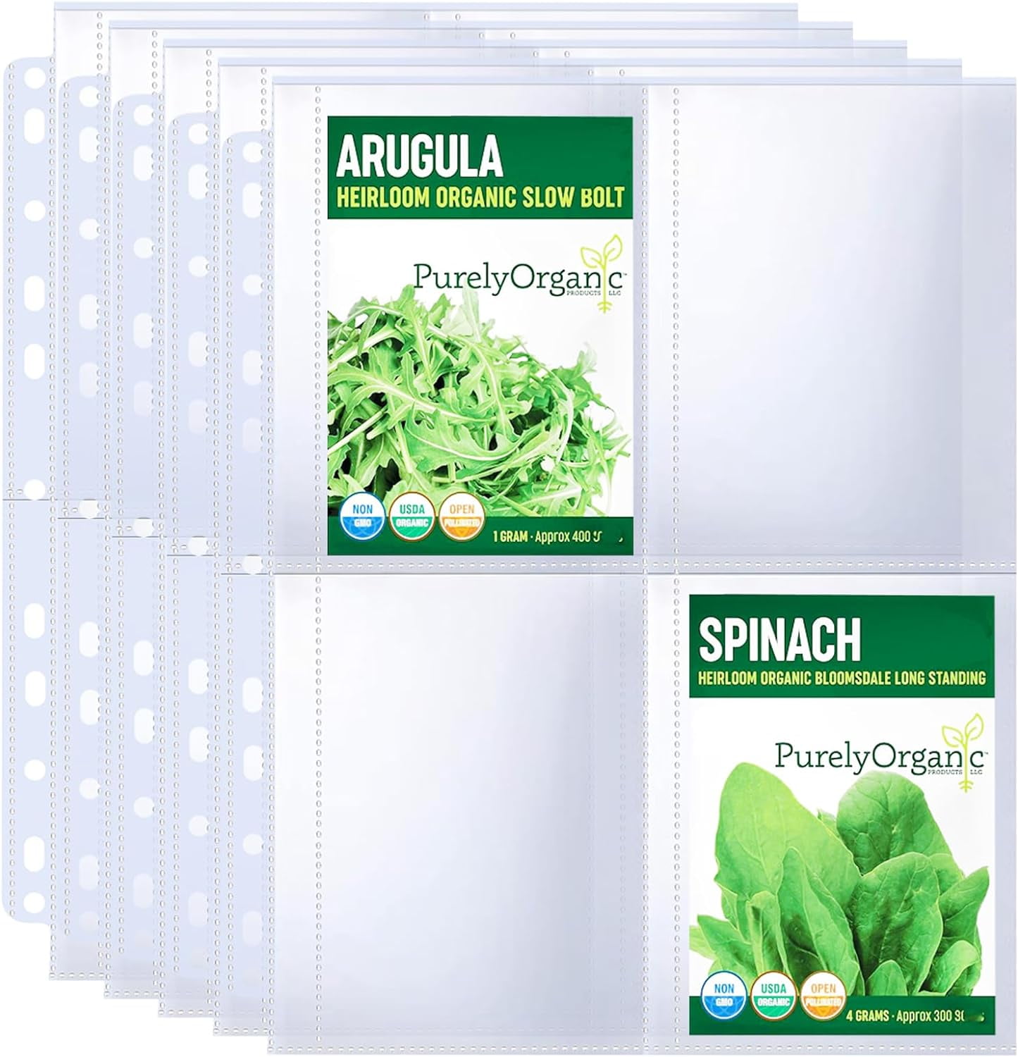 60 Pack 240 Pockets Seed Packet Sleeves, Garden Seed Storage Organizer ...