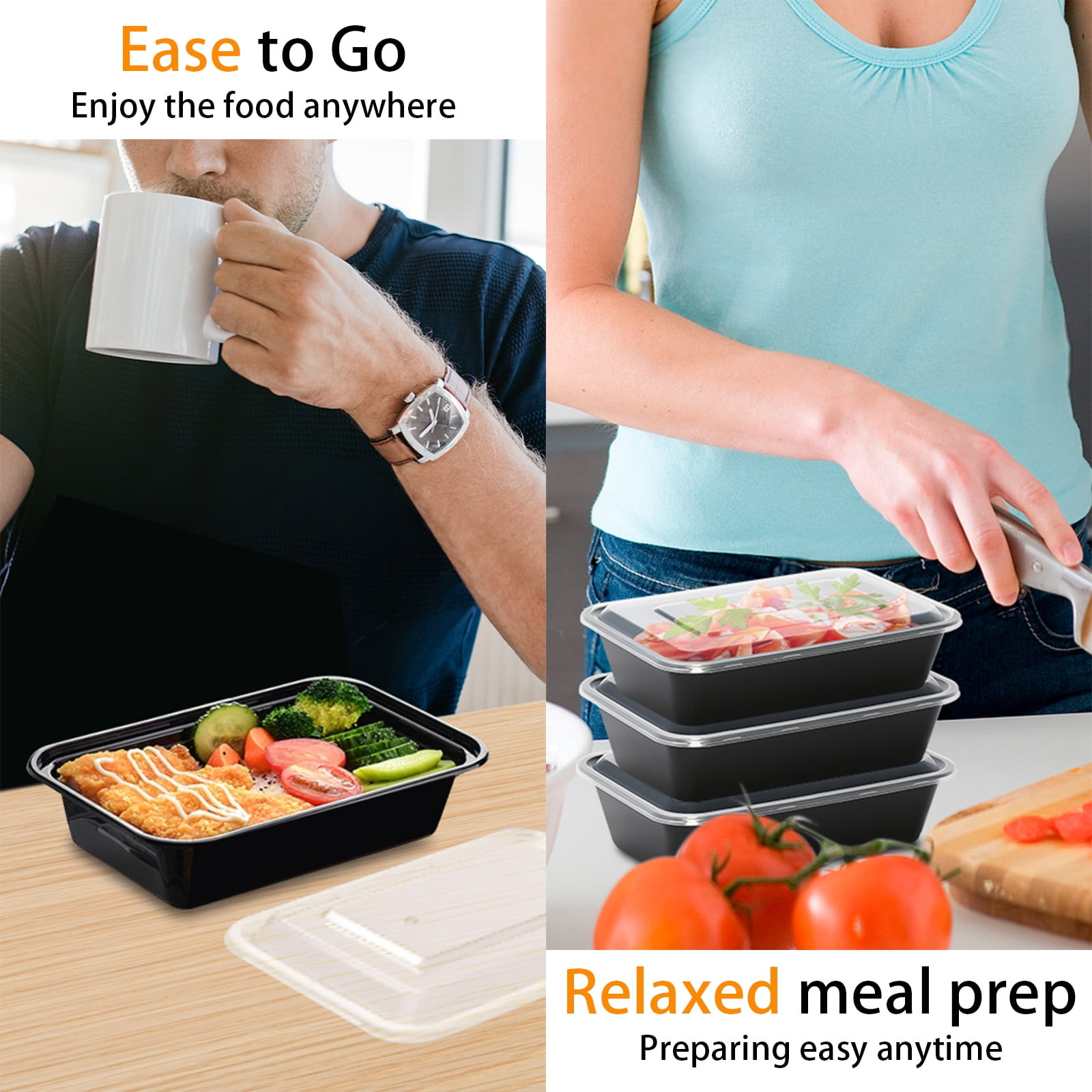 60 Pack 28 oz Meal Prep Containers Reusable with Lids, Food Safe ...