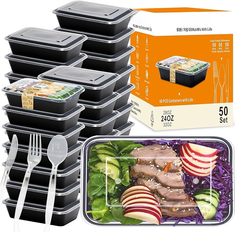 60 Pack 28 oz Meal Prep Containers Reusable with Lids, Food Safe ...