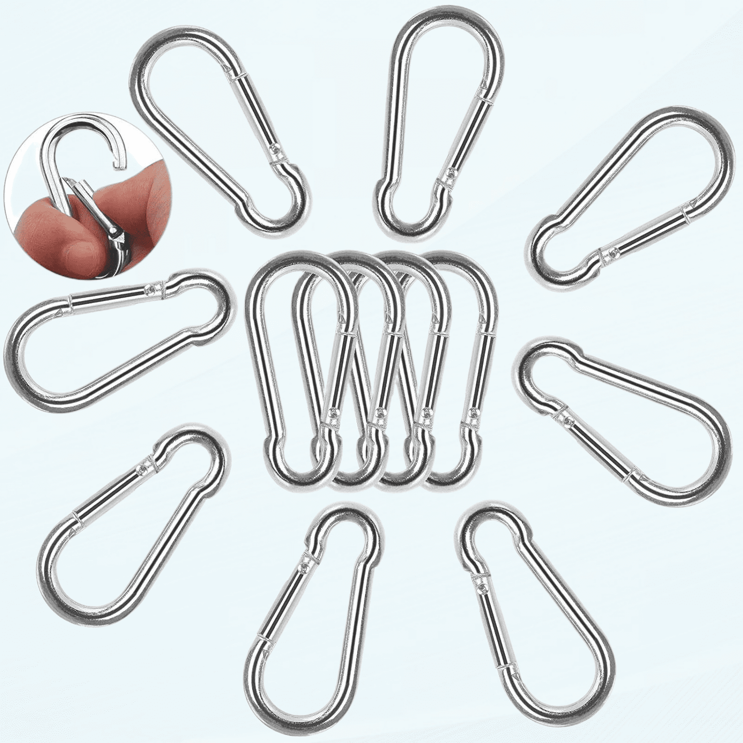 60 Pack 2inch Carabiner Clip Spring Snap Hook, M5x50MM Small Carabiner ...
