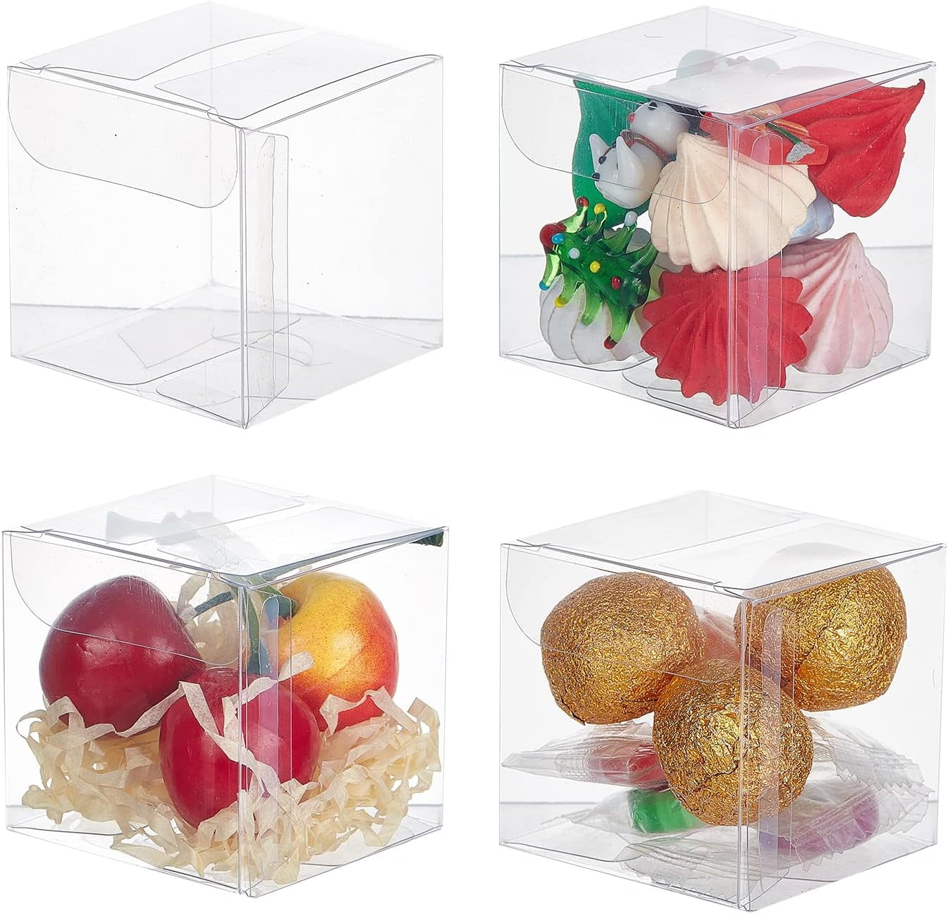 60 Pack 2x2x2 Inch Clear Plastic Favor Box for Wedding Party Candy ...