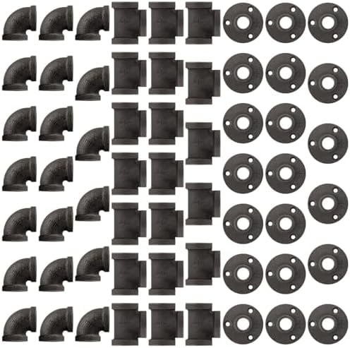 60 Pack 3/4 Inch Cast Iron Pipe Fittings (20 Elbows, 20 Tees, 20Flange ...