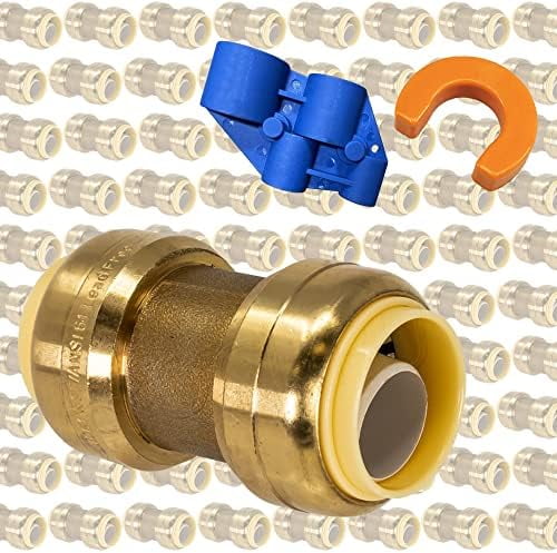 [60-Pack] 3/4 Inch Pushfit Couplings, Push to Connect Brass Plumbing ...