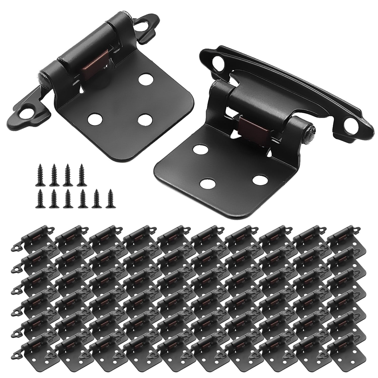 60 Pack 30 Pairs Black Cabinet Hinges Self Closing Cupboard Hinges- 1/2 ...