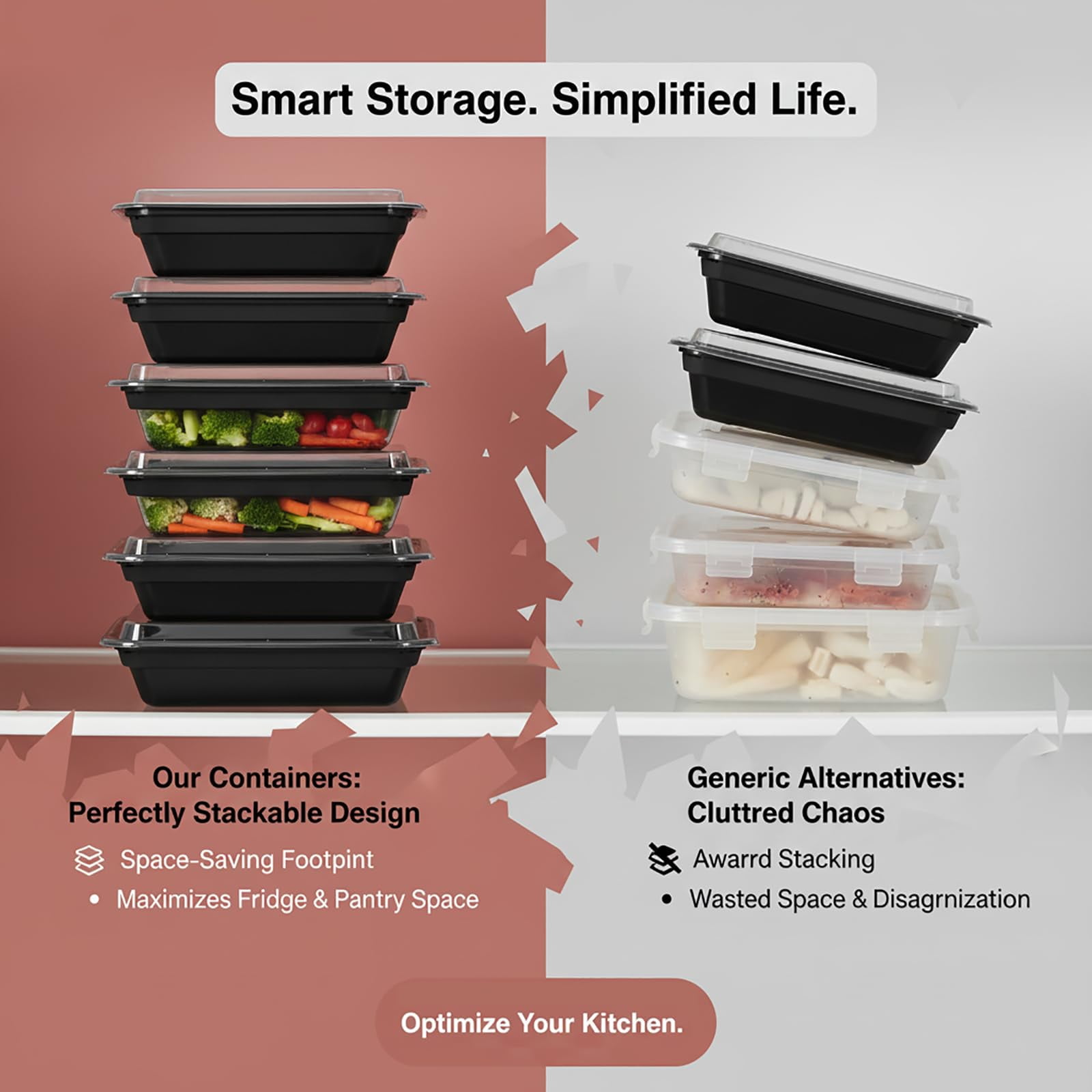 60 Pack 32 Oz Meal Prep Containers Reusable Plastic Food Storage ...