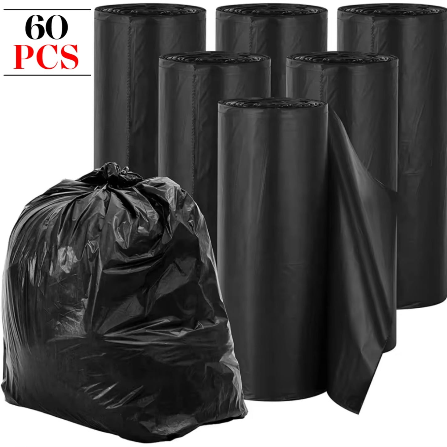 60-Pack 35 Gallon Lightweight Stretchable Trash Bags - Star-Sealed ...