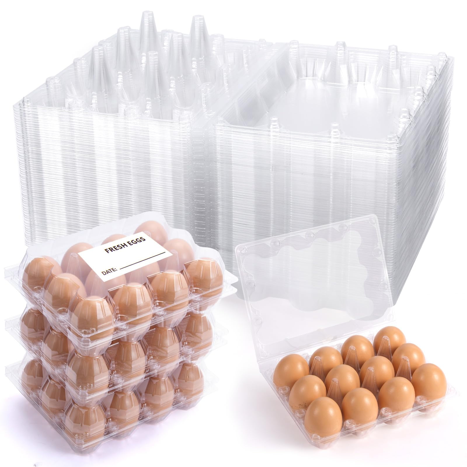60 Pack 3x4 Clear Plastic Egg Cartons Cheap Bulk 12 Count, Reusable ...