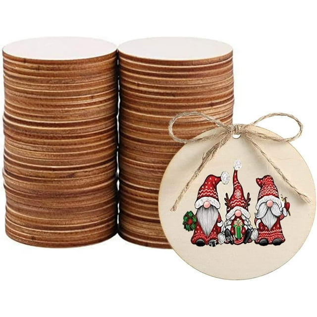 60 Pack 4 Inch Wood Circles for Crafts Unfinished Wood Rounds Wooden ...