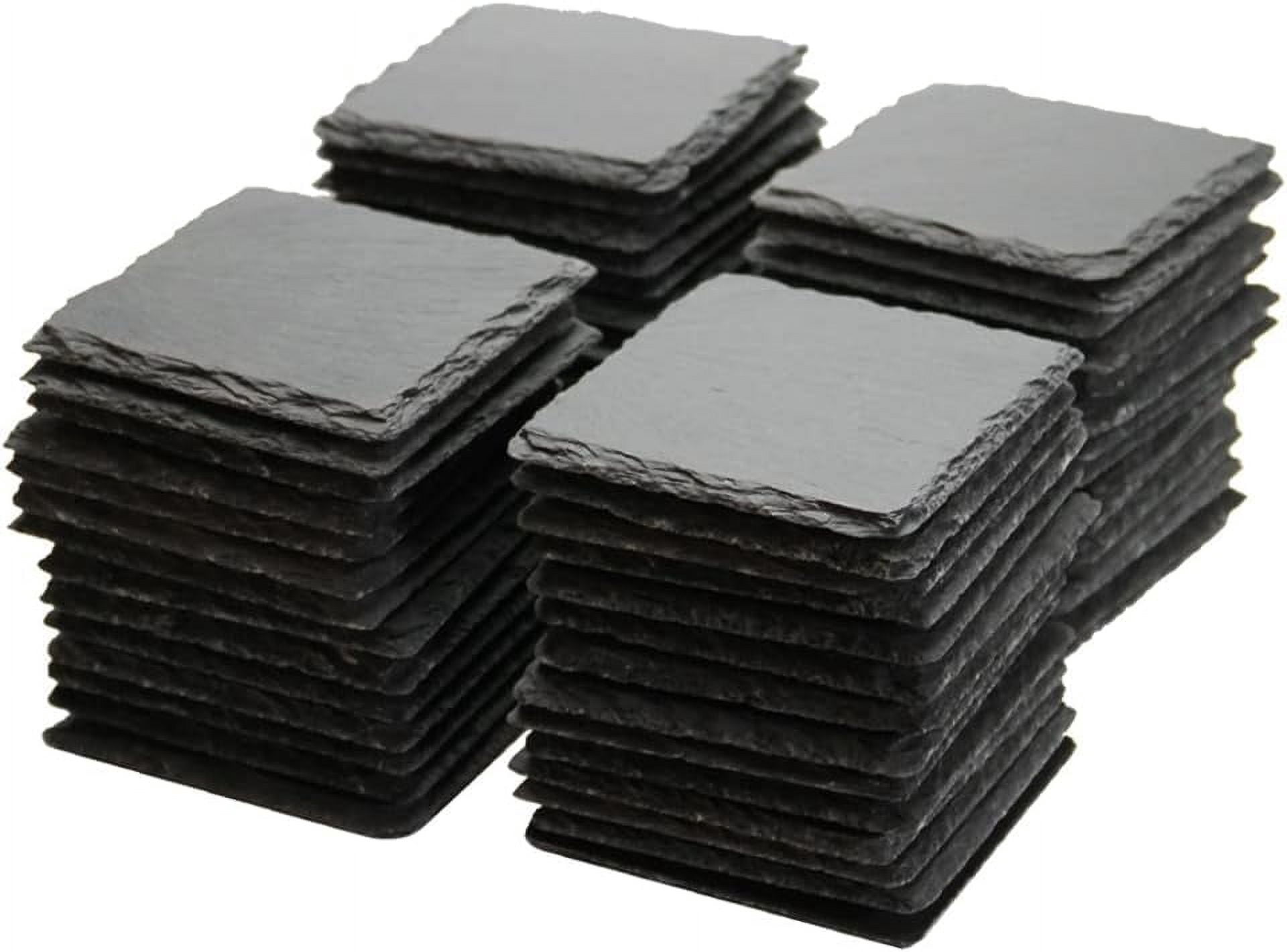 60 Pack 4 x 4 Inch Gorgeous Black Slate Stone Coasters Bulk Square ...