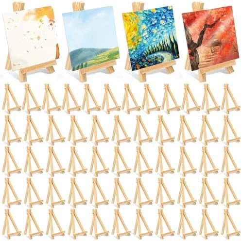 60 Pack 5 Inch Wood Mini Easel, Art Craft Painting Small Display Easel ...
