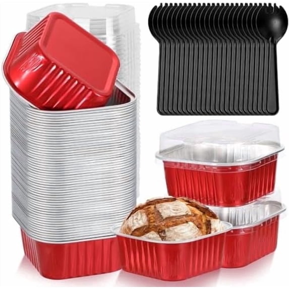 60 Pack 5oz Mini Disposable Cake Pans with Lids, Aluminum Foil Square ...