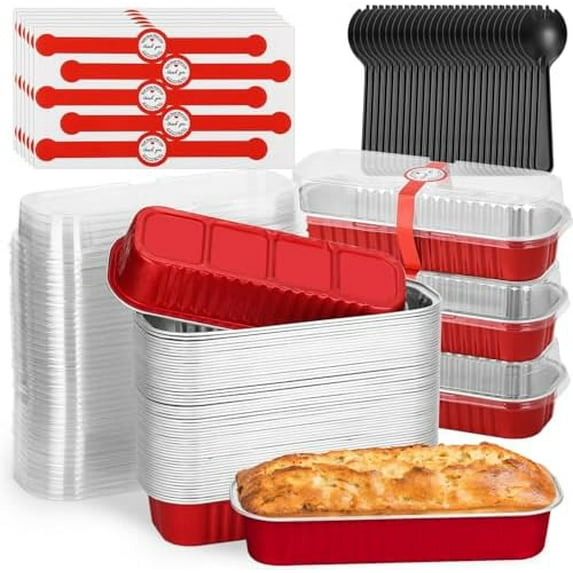60 Pack 6.8oz Mini Loaf Baking Cake Pans with Lids, Rectangle ...