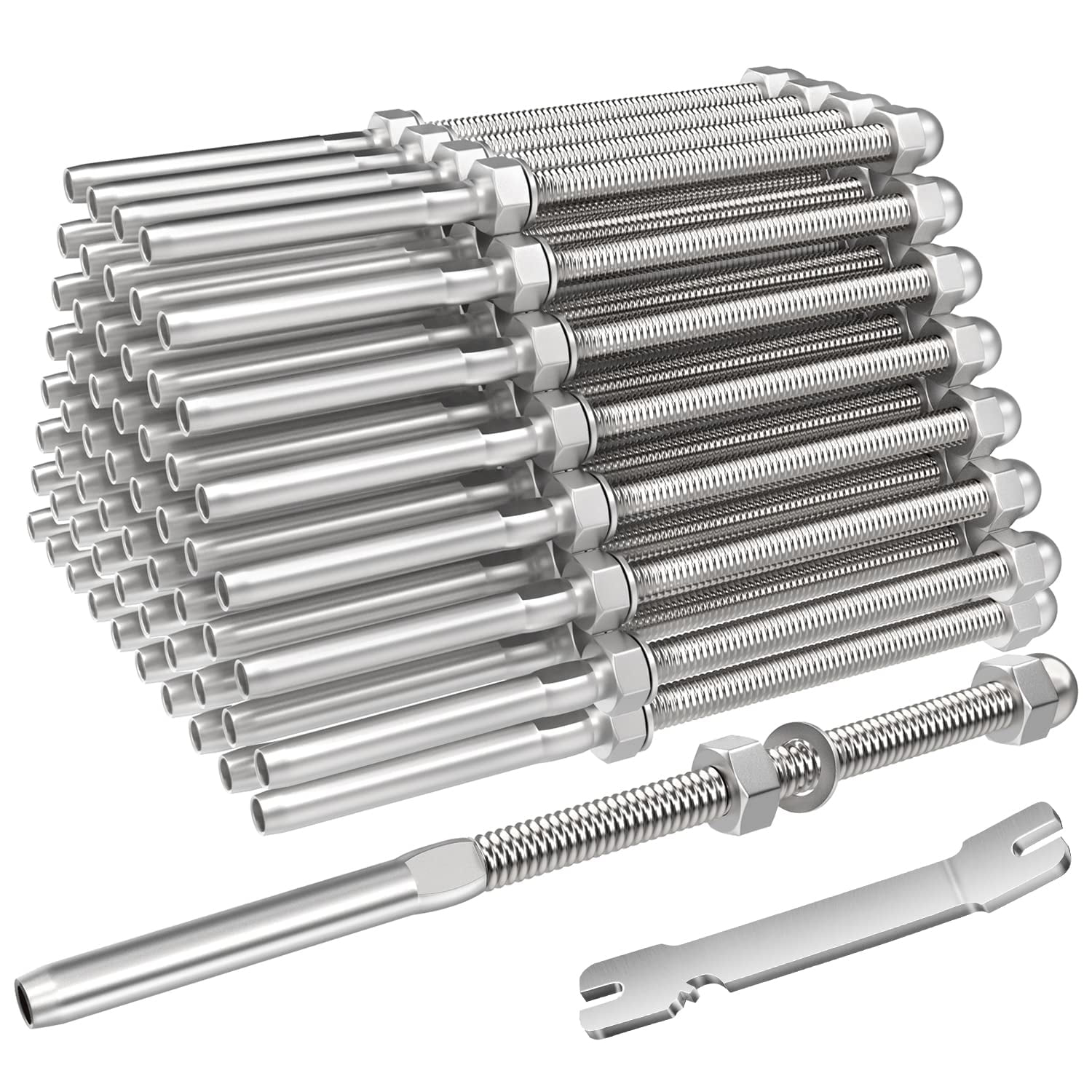 60 Pack 6" Long 1/8" Swage Threaded Stud Tension End Fitting Terminal ...